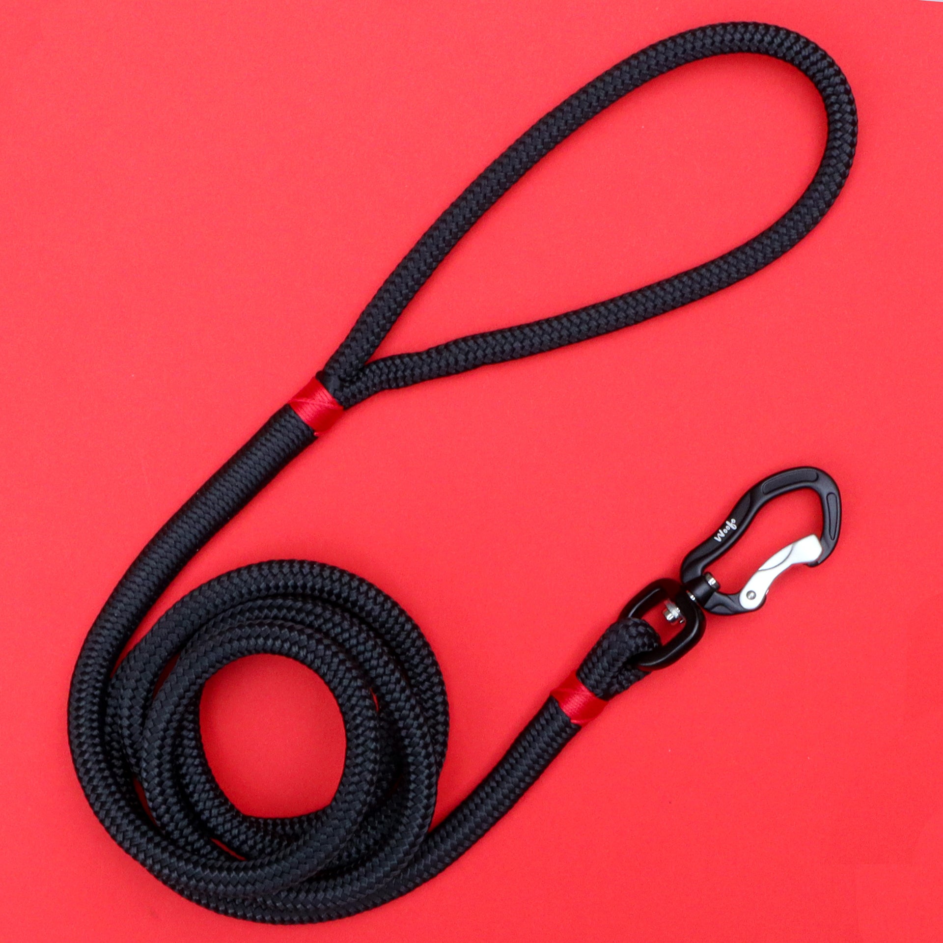 Black Rope Dog Leash Red Accent - Handcrafted Rope Leash In NZ – Woofo ...